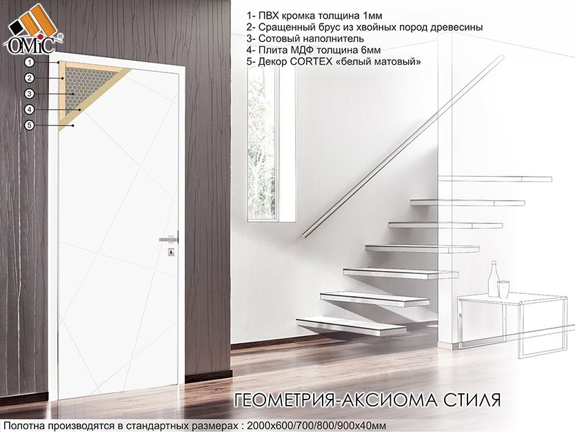 Interior doors Omis Geometry 08 white silk matt — buy in the Decorshop ...