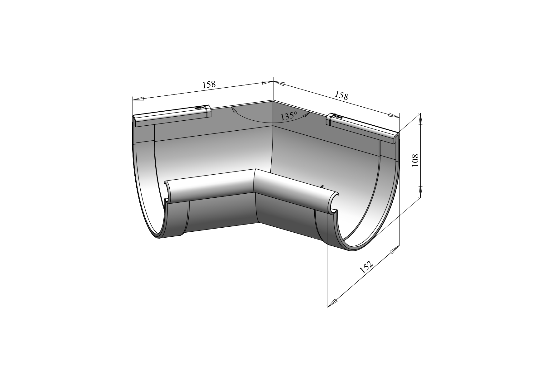 Internal gutter angle 135° white 130mm RainWay — buy in the Decorshop ...