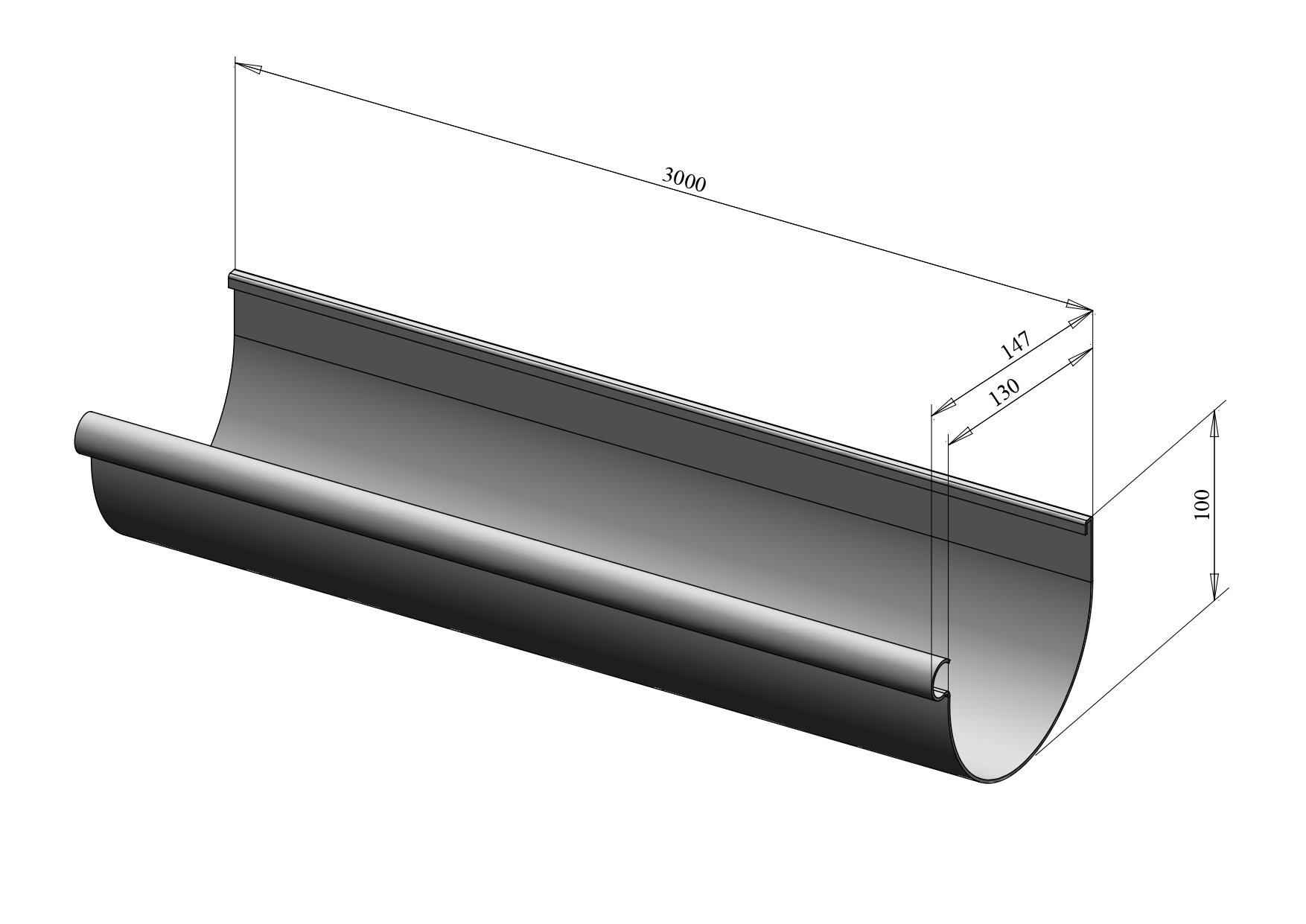 Graphite gutter 130mm L=3m RainWay — buy in the Decorshop store - best ...